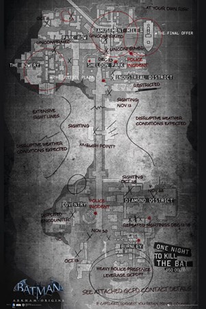 Batman Origins Map, Batman Arkham Origins - PopArtUK