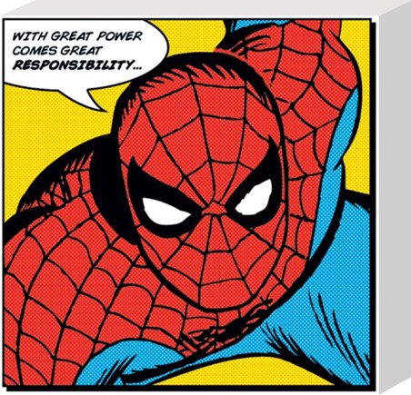 Great Power & Responsibility, Spiderman Canvas Print - PopArtUK